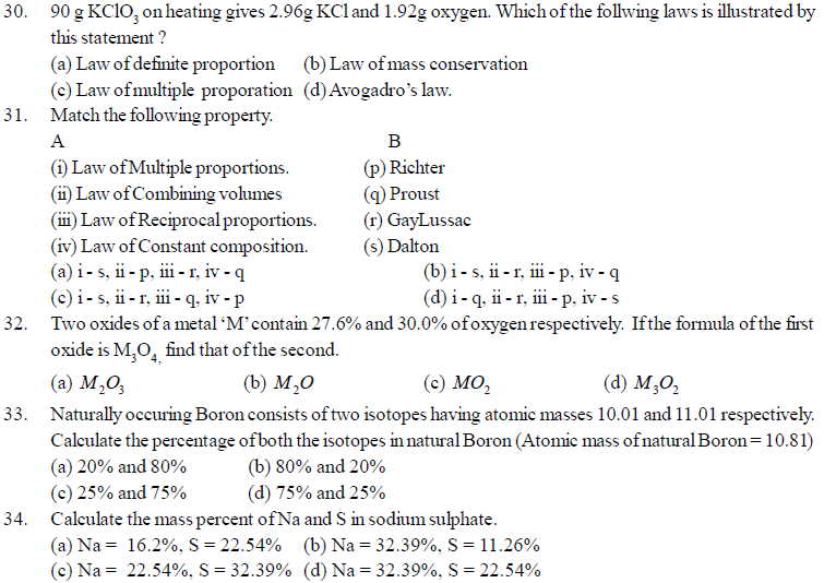 NEET UG Chemistry Some Basic Concepts MCQs with Answers